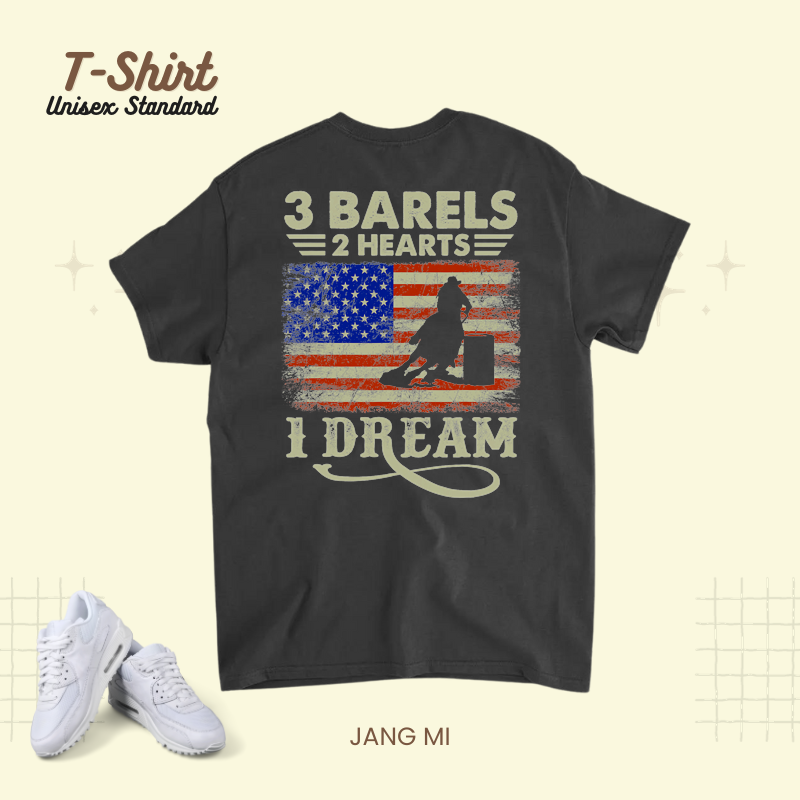 3 Barrels 2 Hearts 1 Dream American Flag Barrel Racing Racer | Inspire ...