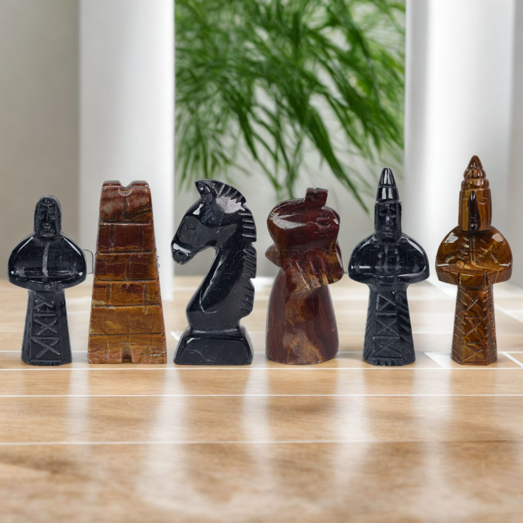 Royal Bishop Series Jet Black & Red Onyx Marble Chess Pieces | Inspire ...