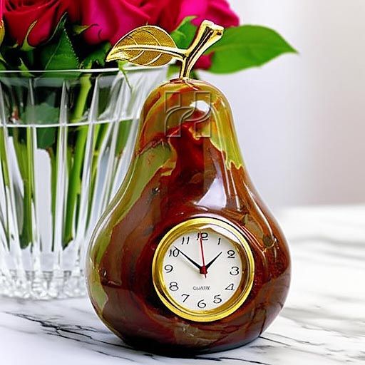 Hand-Carved Peach Shape Green Onyx Clock – Elegant Natural S | Inspire ...