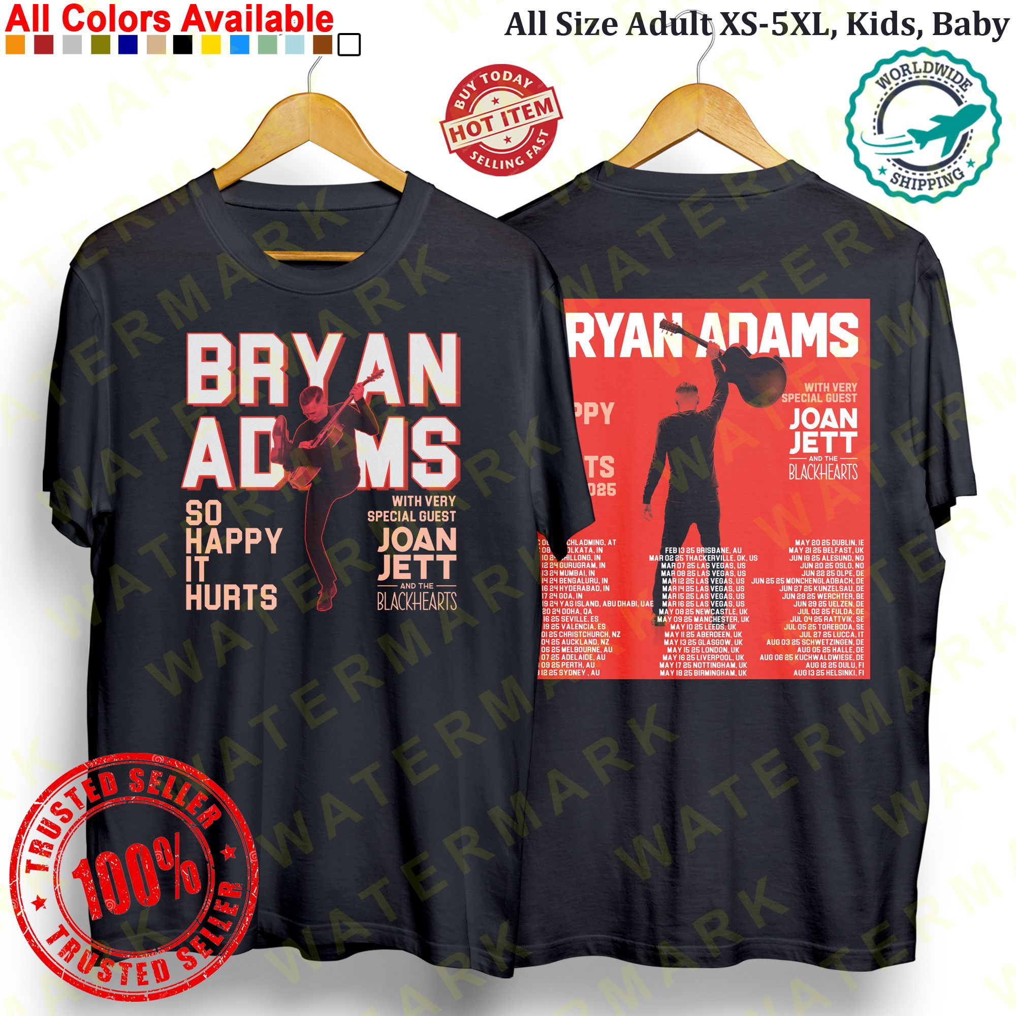 BRYAN ADAMS SO HAPPY IT HURTS ON TOUR 2025 Concert Album T-s | Inspire ...