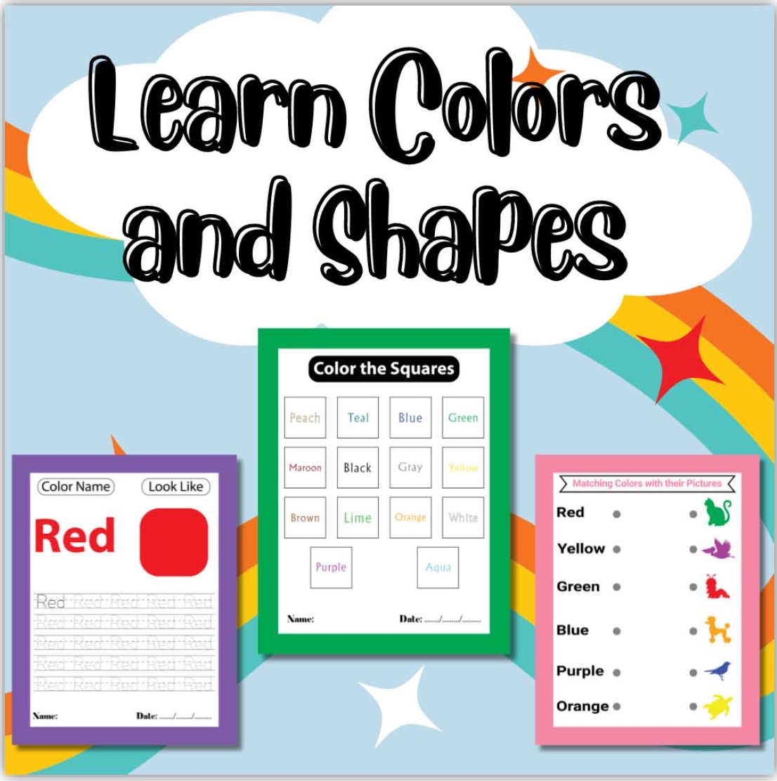 Book of Colors, Learn Colors and Shapes, Printable kids colo | Inspire ...