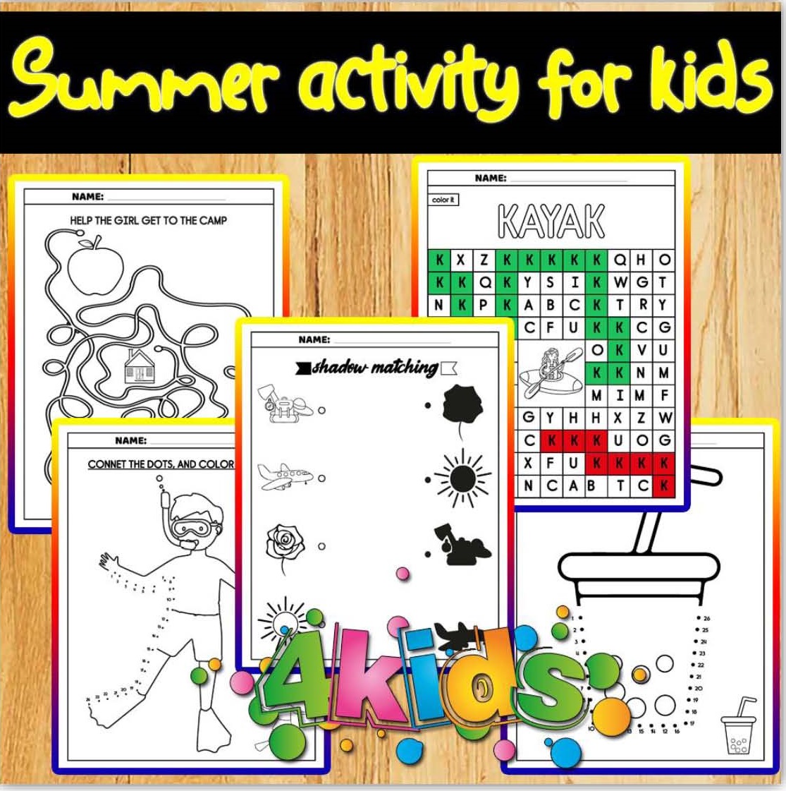 Summer Activity Book for Kids Ages 3-5, Worksheets and Teach | Inspire ...