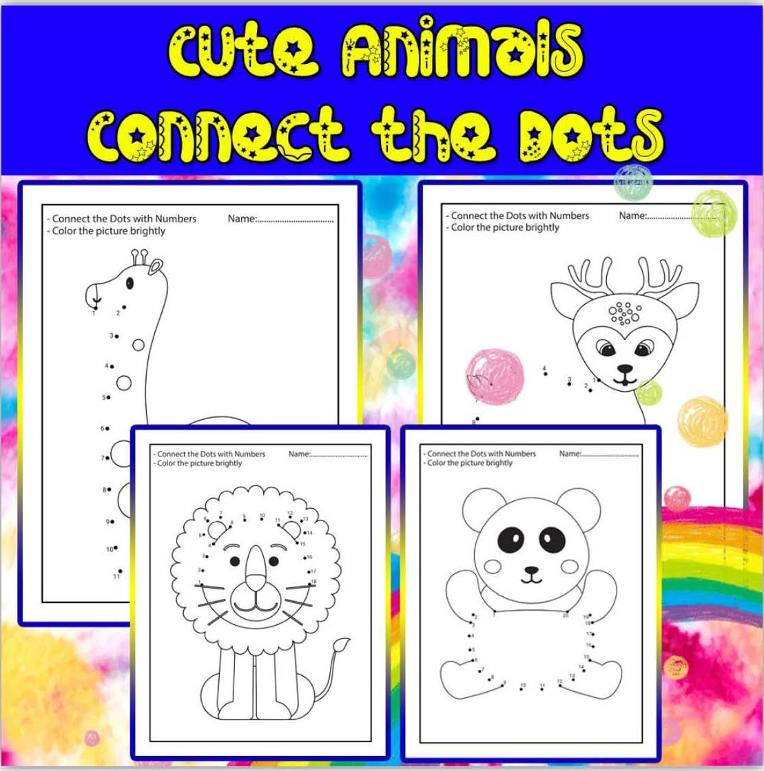 Cute Animals Connect the Dots for Kids, Worksheets and Teach | Inspire ...