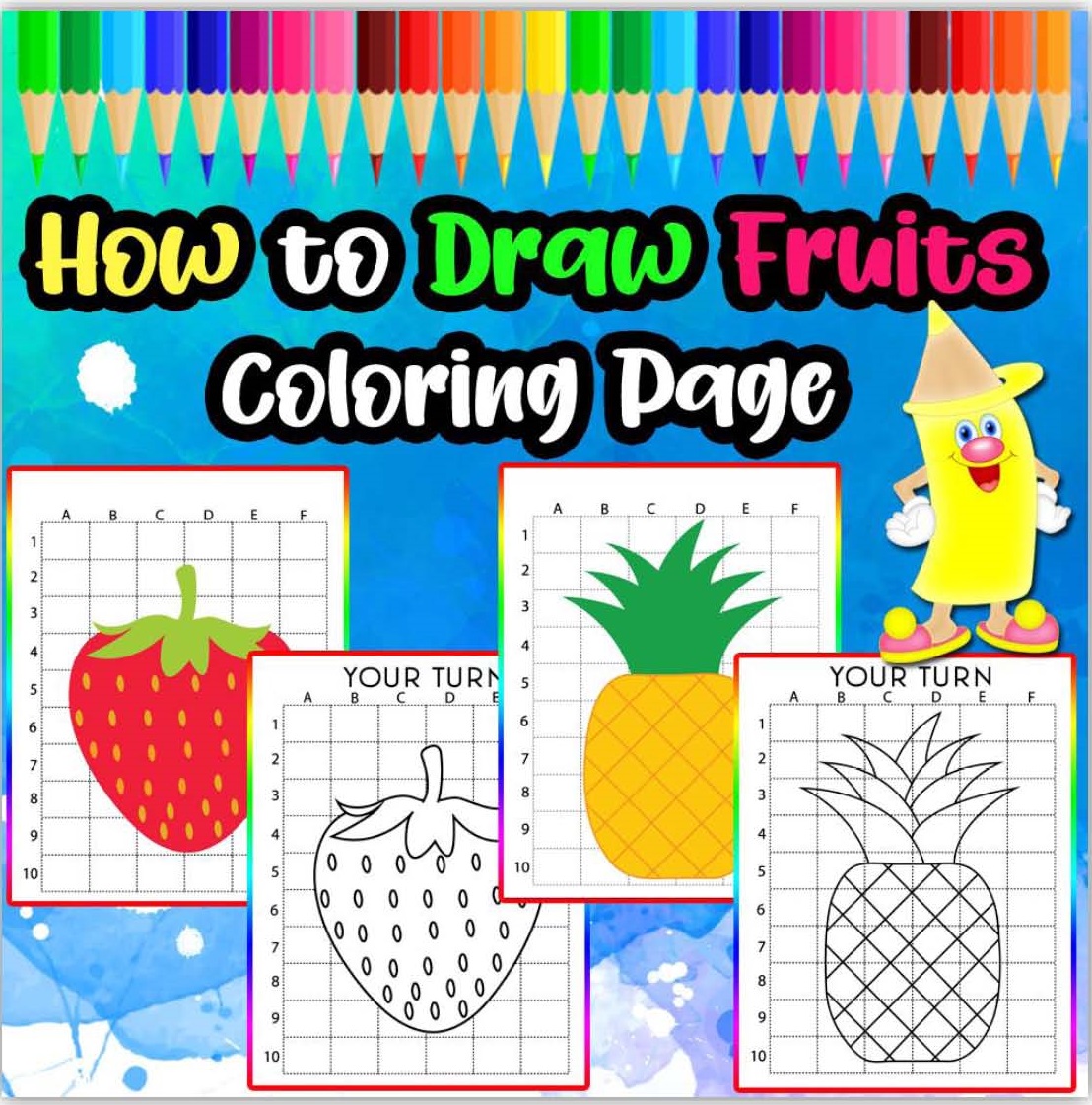 How to Draw Fruits Coloring Page for Kid, 1st Grade Workshee | Inspire ...