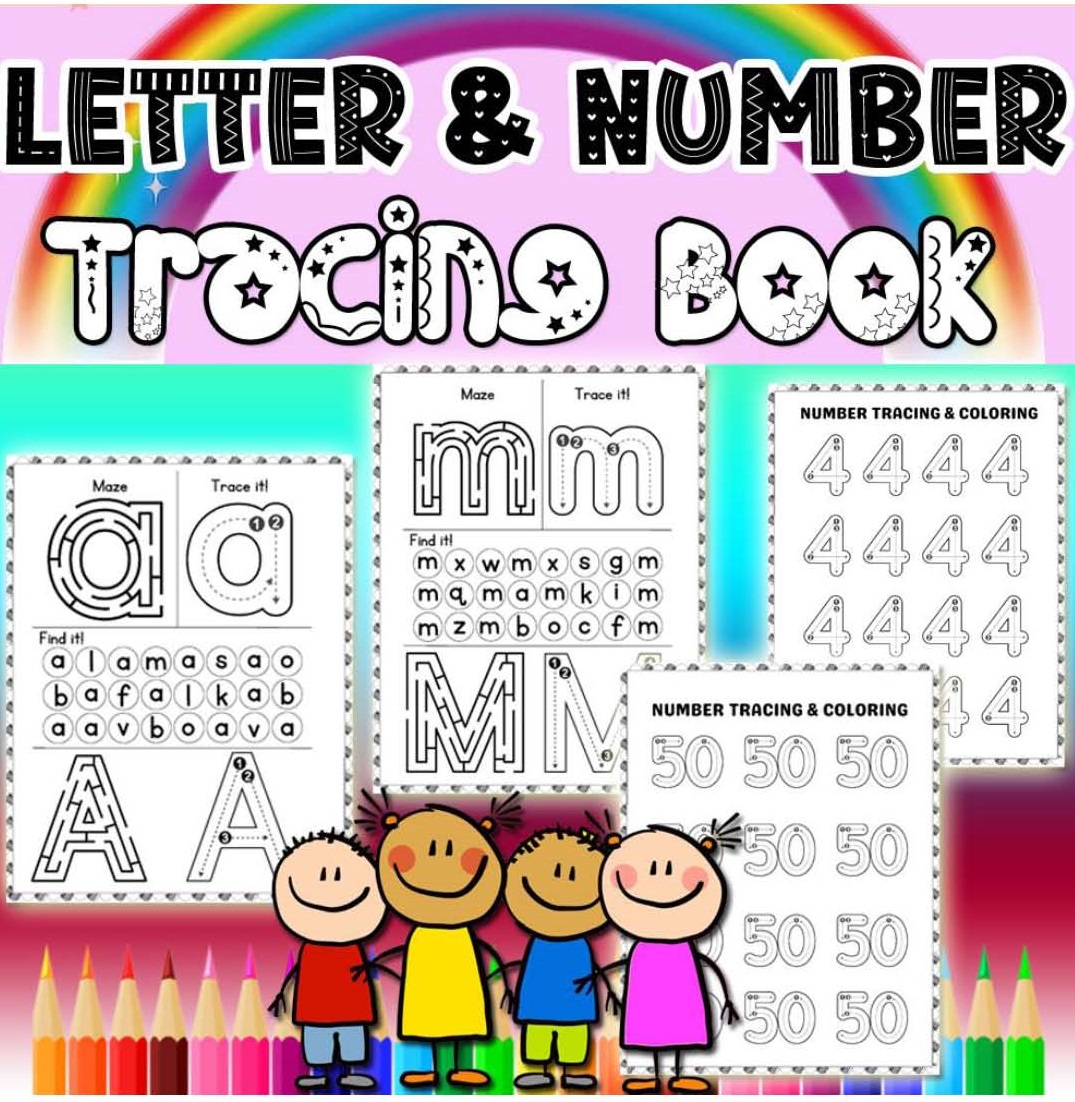 Letter and Number Tracing Book with Canva Template, Workshee | Inspire ...