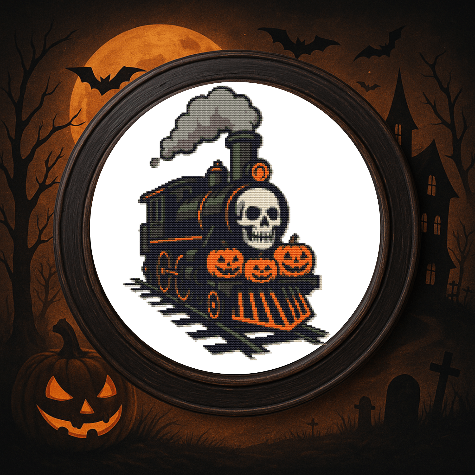 Halloween Pumpkin Train - Cross stitch pattern PDF - Instant | Inspire ...