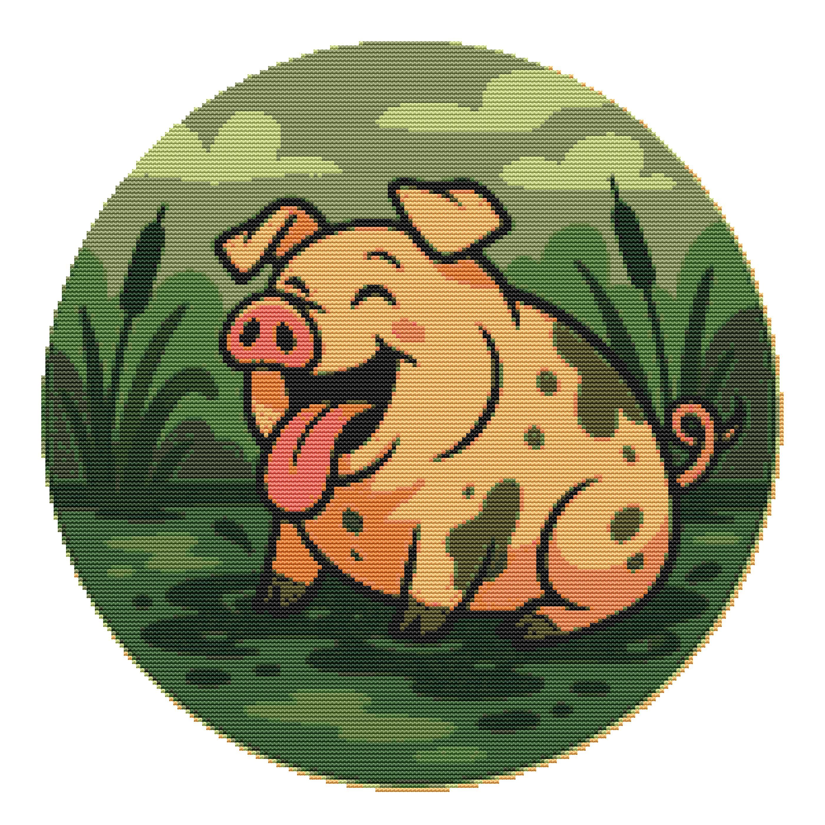 A pig plays in a swamp - Cross stitch pattern PDF - Instant | Inspire ...