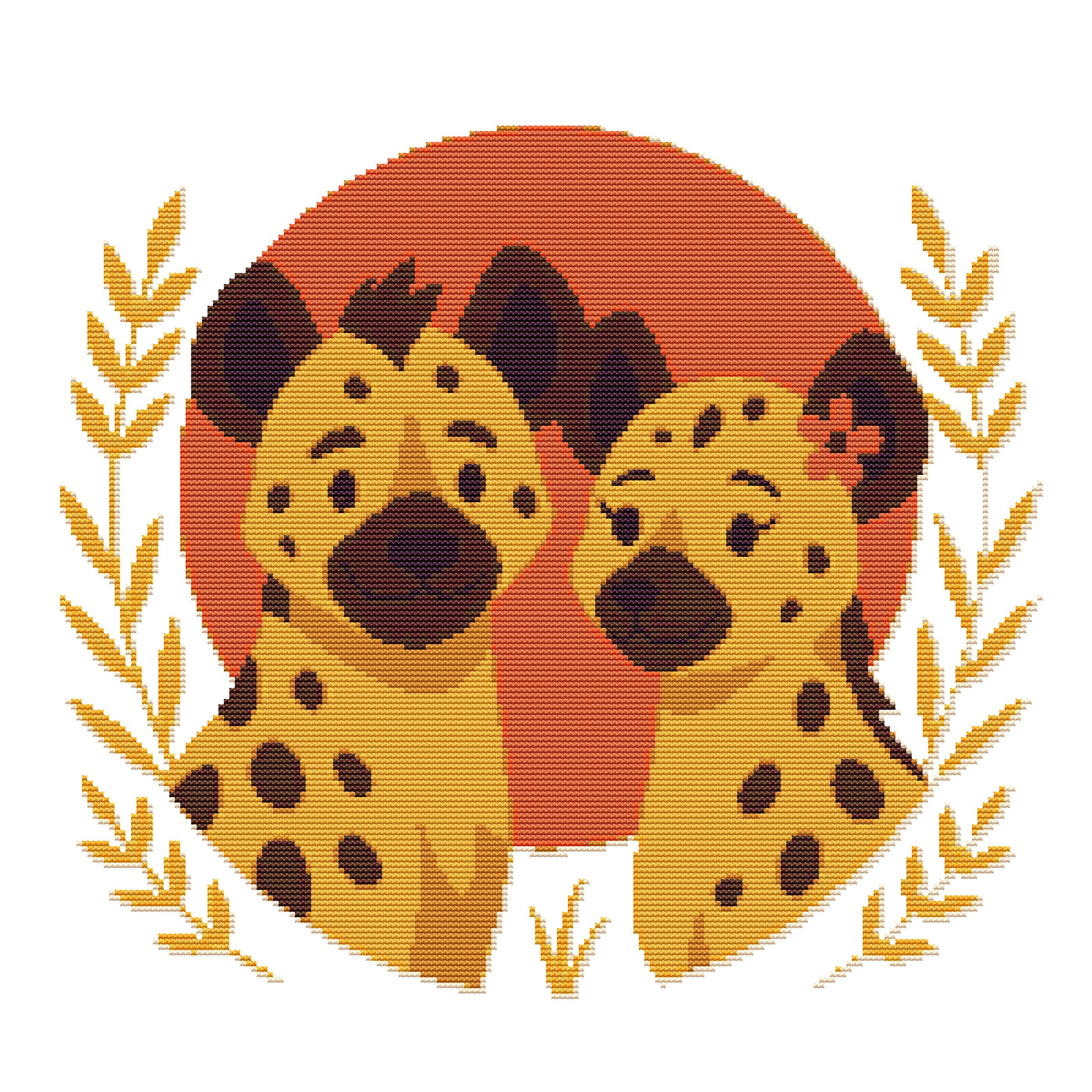 Family of hyenas with ears of wheat - Cross stitch pattern P | Inspire ...