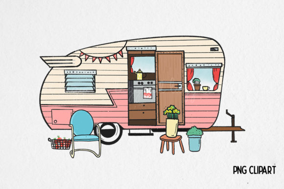 Hand Drawn Vintage Camping Trailer Design 01 | Inspire Uplift