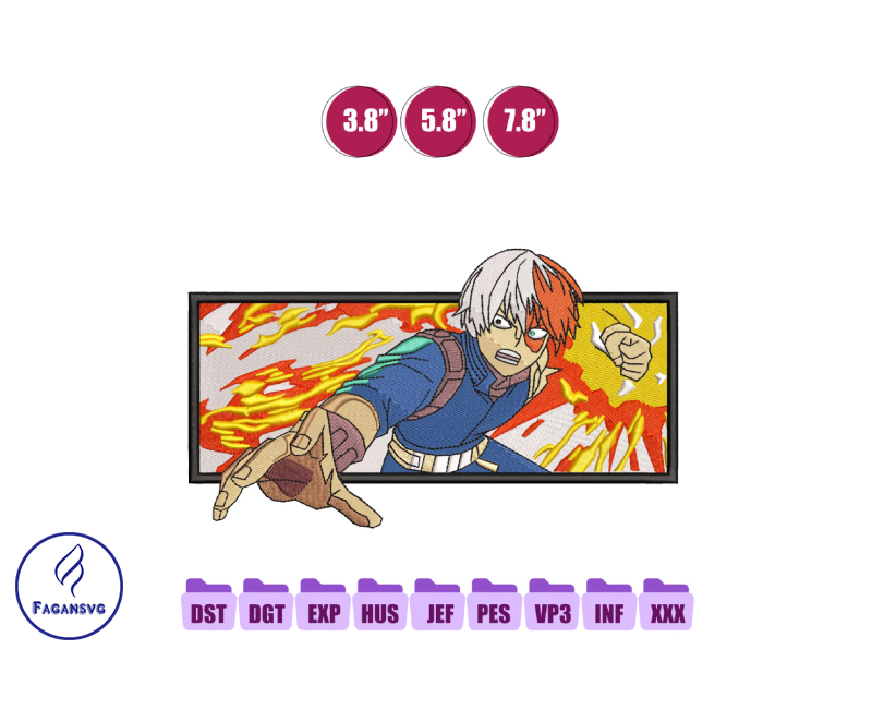 Shoto Fire Anime Embroidery Design, Anime Embroidery Design | Inspire ...