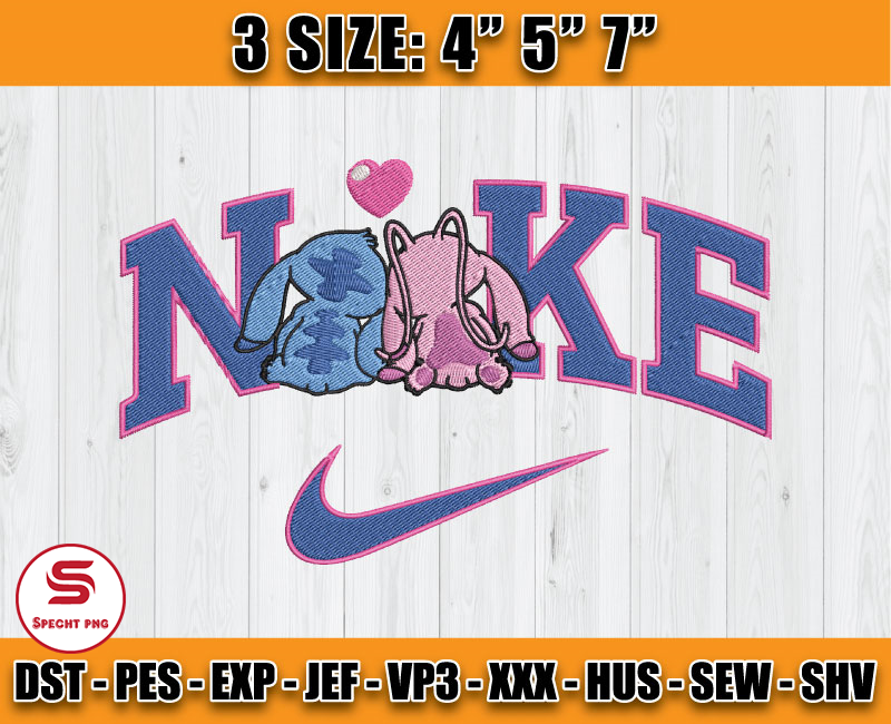 Stitch and Angel Nike Embroidery Design, Disney Nike Machine | Inspire ...