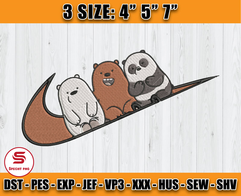 Nike Bears, Cartoon Character Embroidery, We Bare Bears Embr | Inspire ...