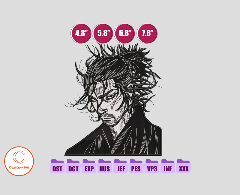 MUSASHI MIYAMOTO Anime Embroidery Design, Anime Embroidery D | Inspire ...