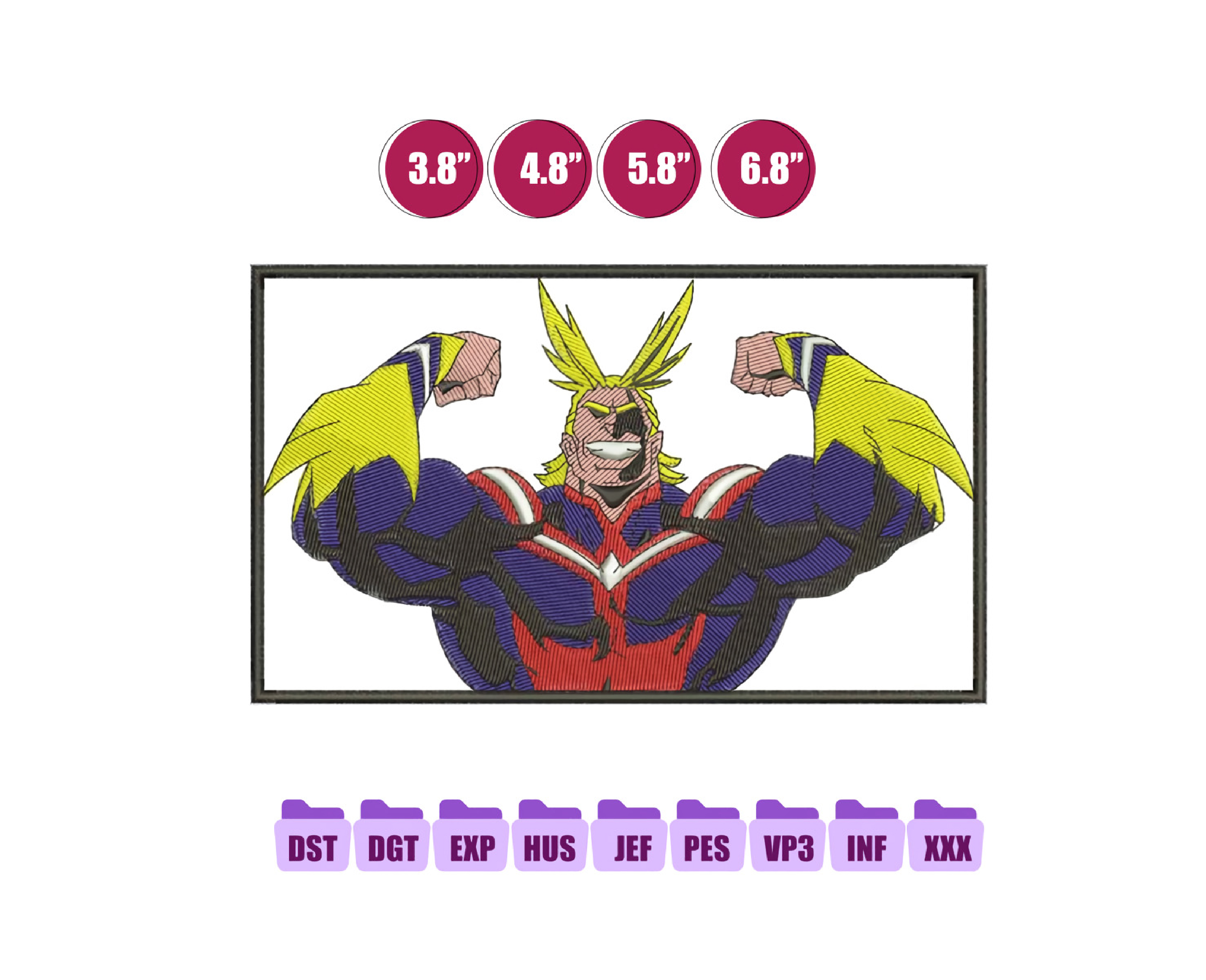 All Might Anime Embroidery Design, Anime Embroidery Design f | Inspire ...