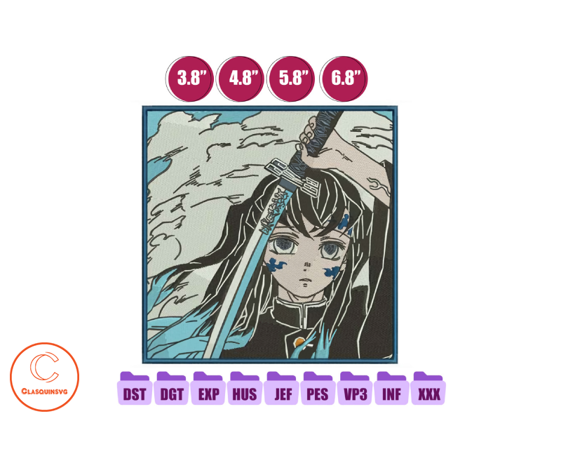 Kimetsu Mask Anime Embroidery Design, Anime Embroidery Desig | Inspire ...