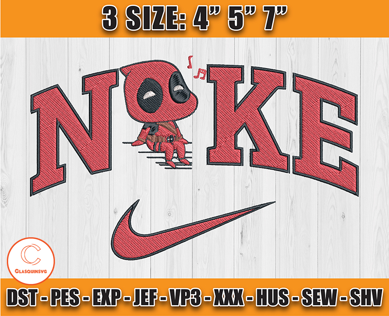 Nike Deadpool chibi Embroidery Design, Anime Embroidery, Car | Inspire ...