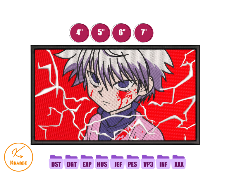 Killua Anime Embroidery Design, Anime Embroidery Design 199 | Inspire ...