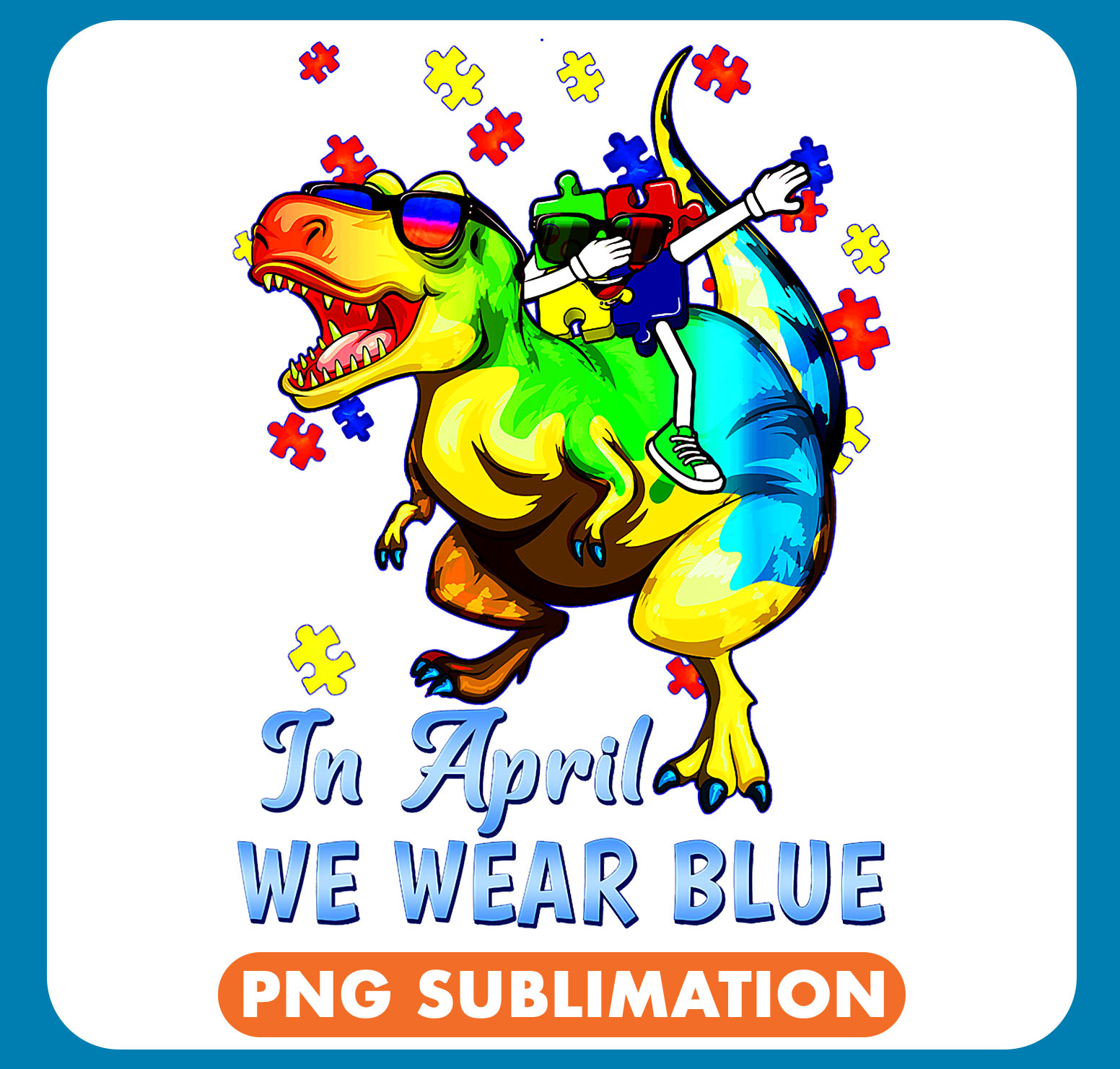 Dinosaur Dino Autistic Kids In April We Wear Blue T Rex Puzz | Inspire ...