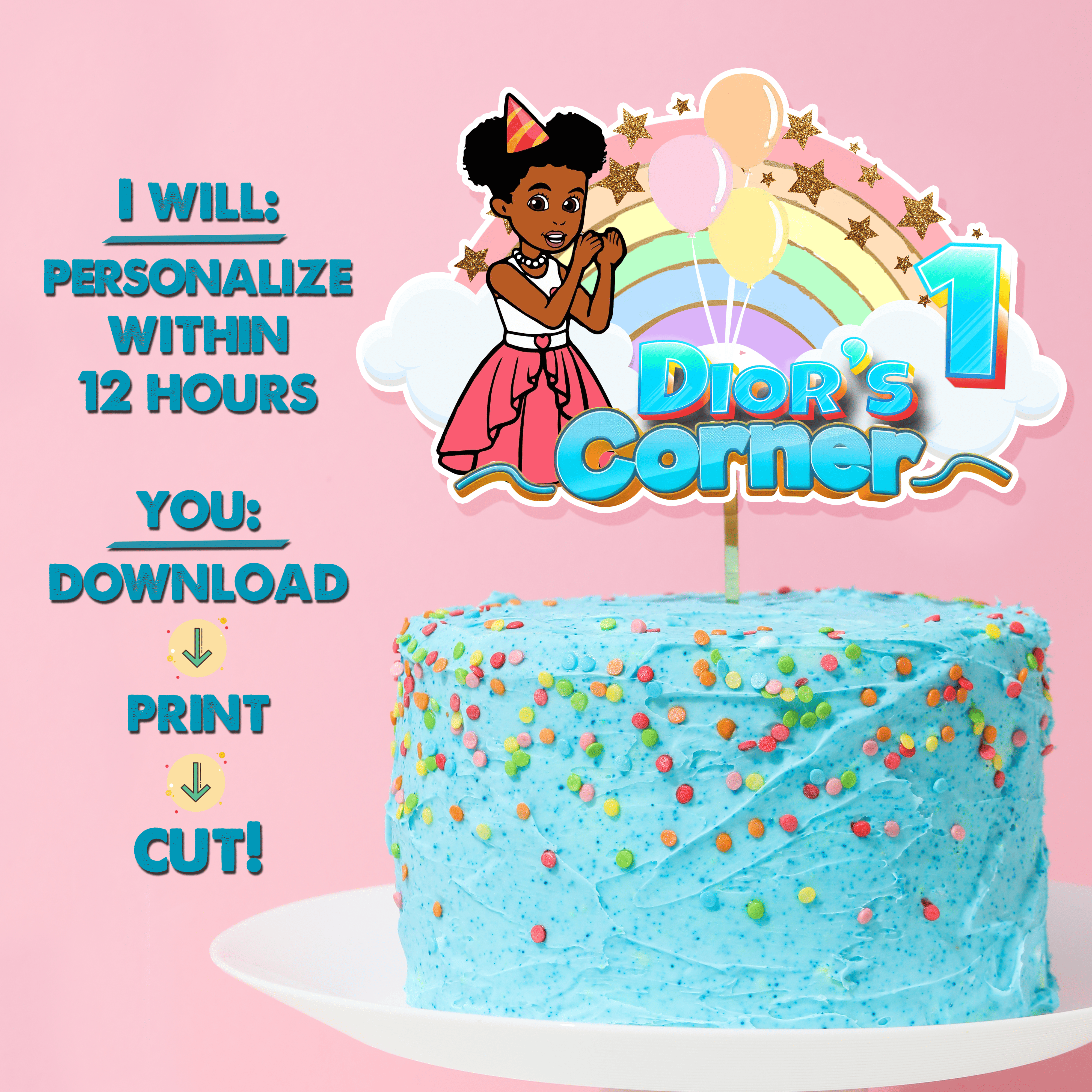 Gracie's corner Digital Cake topper, Printable cake topper, - Inspire ...