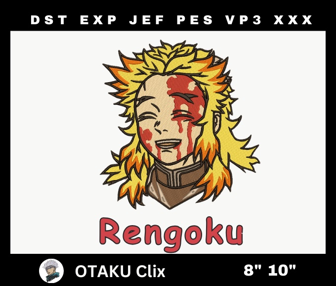 Rengoku Embroidery Design files, Embroidery Machine Designs - Inspire ...