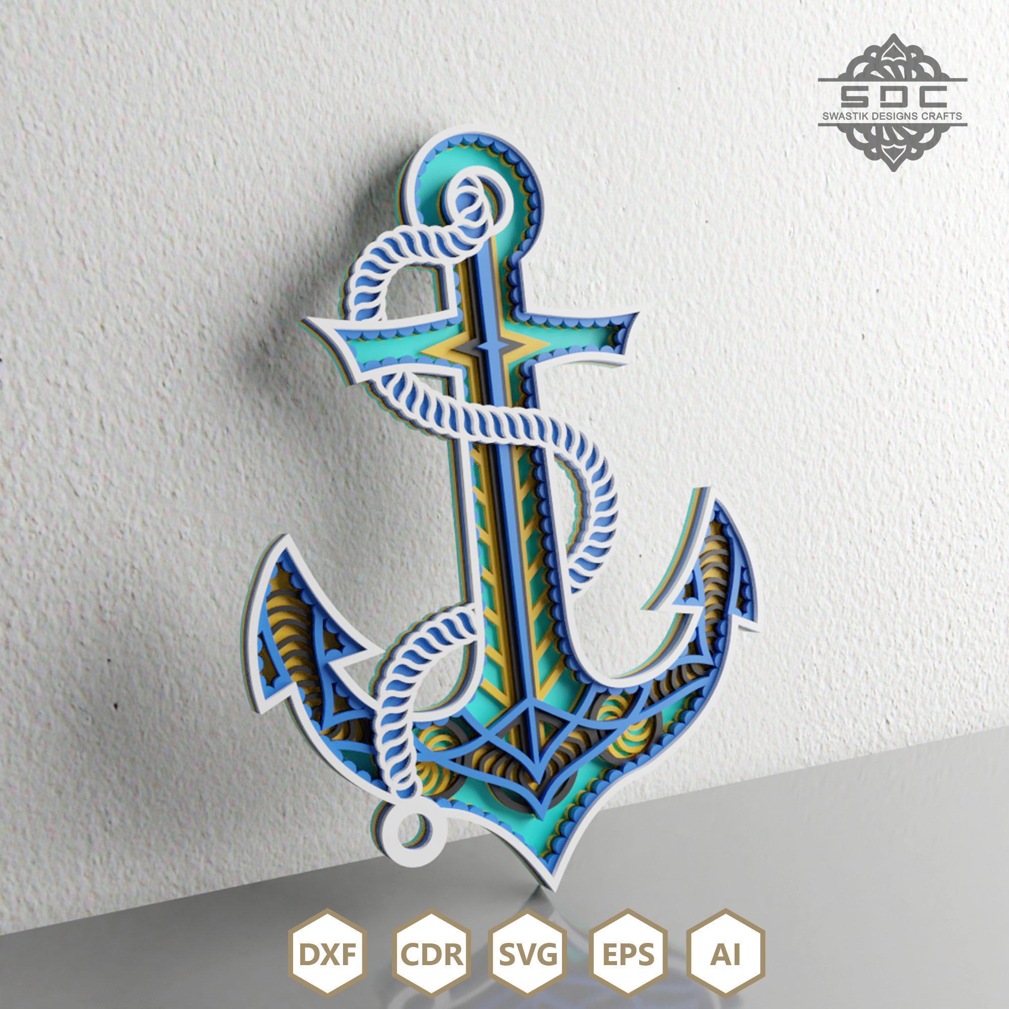 Multilayer file Anchor mandala DXF files svg template for la | Inspire ...