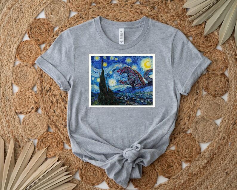 Godzilla in a Starry Night Van Gogh Masterpiece Shirt, Gift | Inspire ...