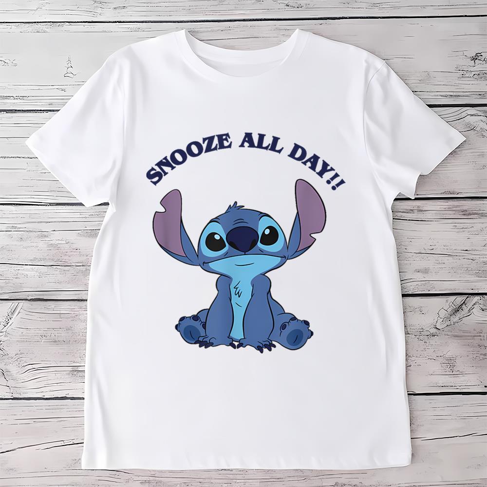 Disney Lilo And Stitch Snooze All Day Cute Stitch Sitting T | Inspire ...