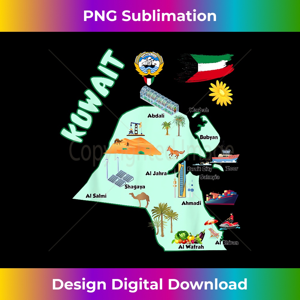 Kuwait Map T- tourist attractions cities flag - Urban Sublim | Inspire ...