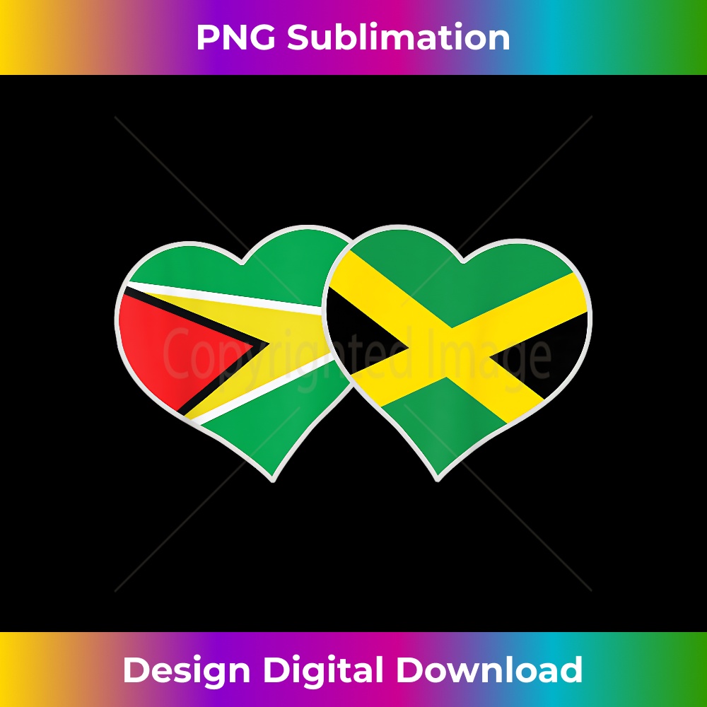 Half Jamaican Half Guyanese Heart Jamaica Guyana Flag - Edgy | Inspire ...