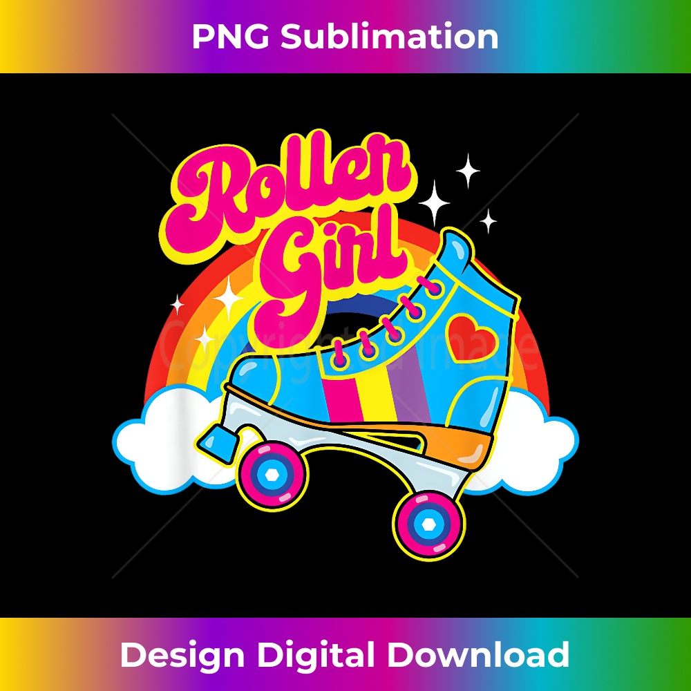 Retro 70s Roller Girl Skate With Heart And Colorful Rainbow | Inspire ...