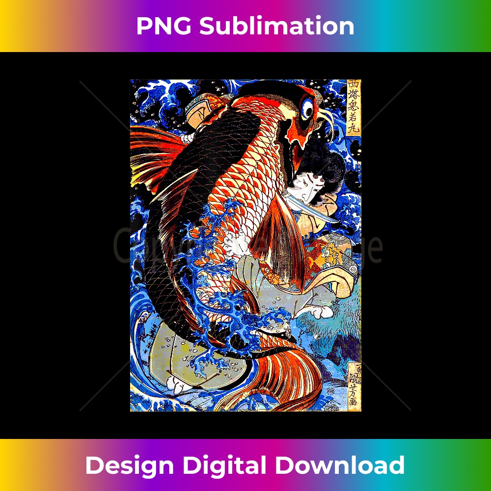 Japanese Art Samurai Aesthetic Koi Fish Graphic Design - Tim | Inspire ...