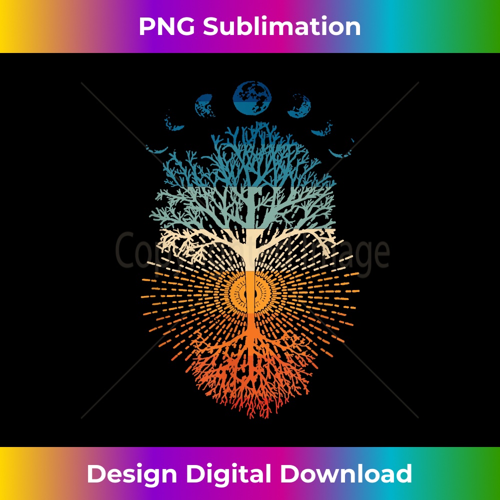 Phases of the Moon Retro 70's Vibe Tree of Life Celestial - | Inspire ...