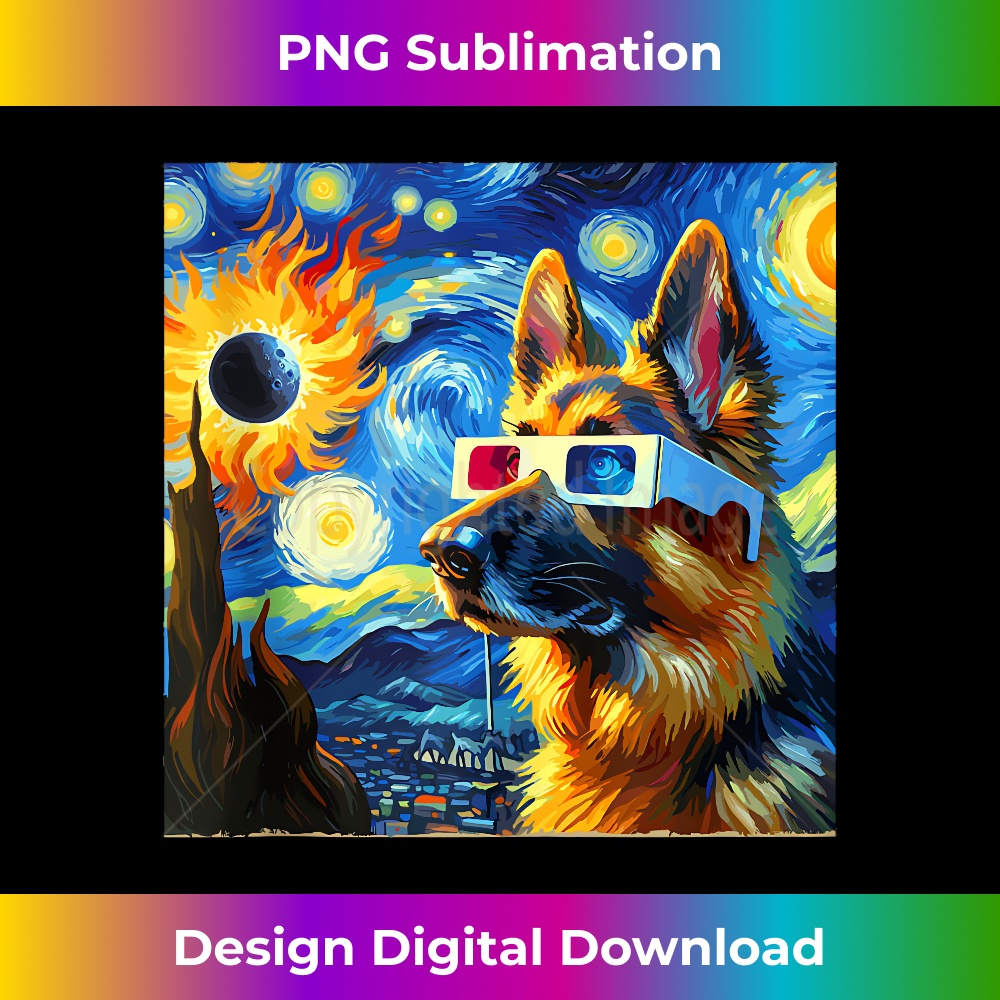 German Shepherd Solar Eclipse 2024 Van Gogh Starry Night - C | Inspire ...