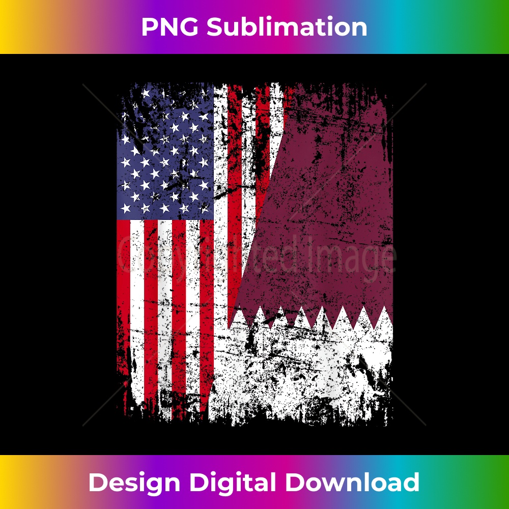 QATARI ROOTS Half American Flag USA QATAR FLAG - Classic S - Inspire Uplift