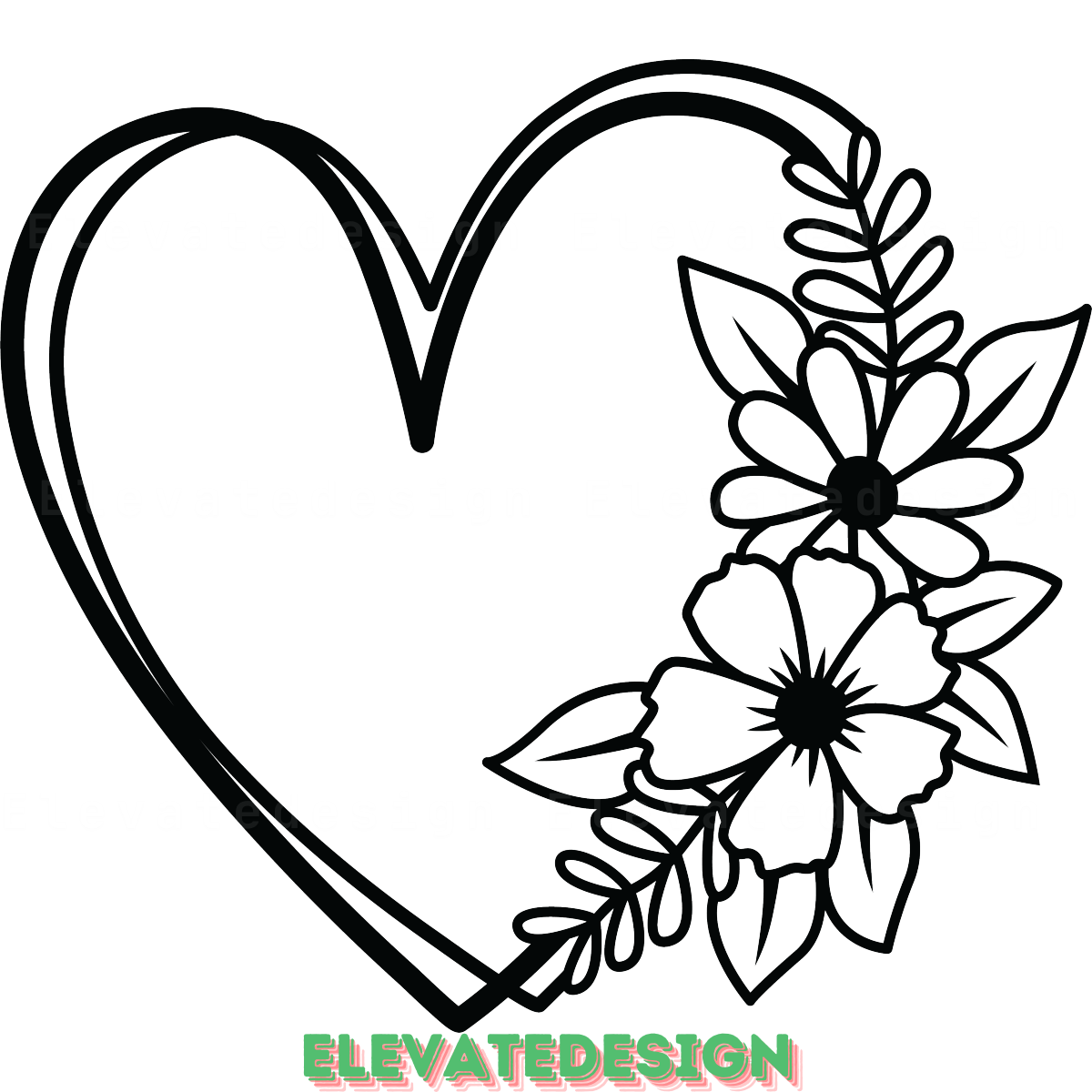 Flower Heart Svg Flower Svg Digital Download Files | Inspire Uplift