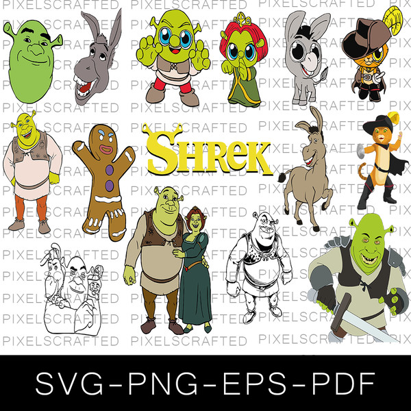 Shrek SVG, Donkey from Shrek SVG, Shrek and Fiona svg png | Inspire Uplift