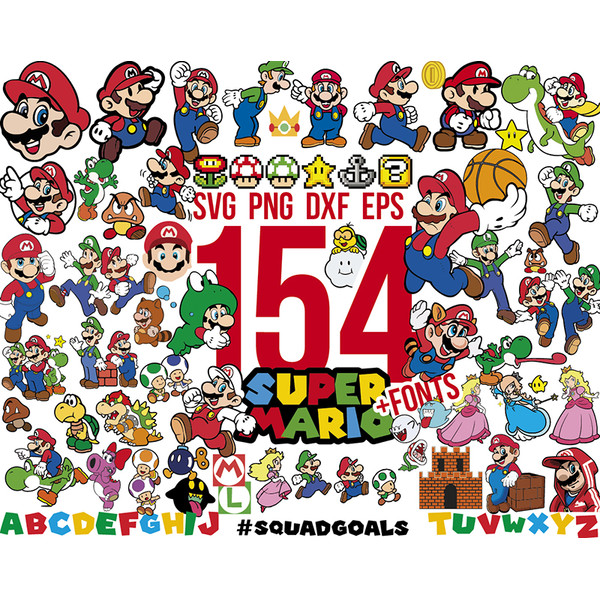 Super Mario Bros Svg Bundle, Mario Svg, Mario Png, Mario Cli | Inspire Uplift