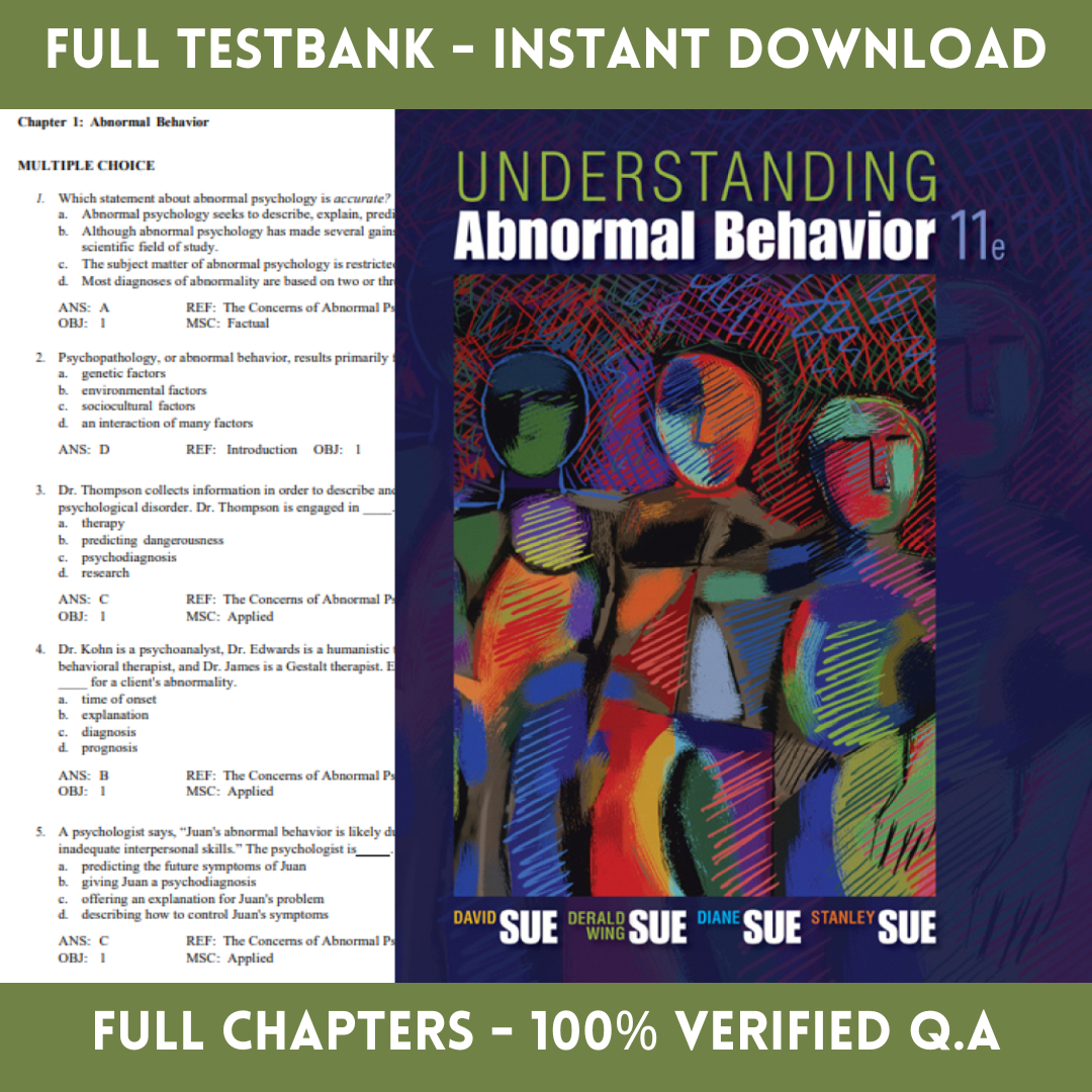 Latest 2023 Understanding Abnormal Behavior 10th Edition Sue | Inspire ...