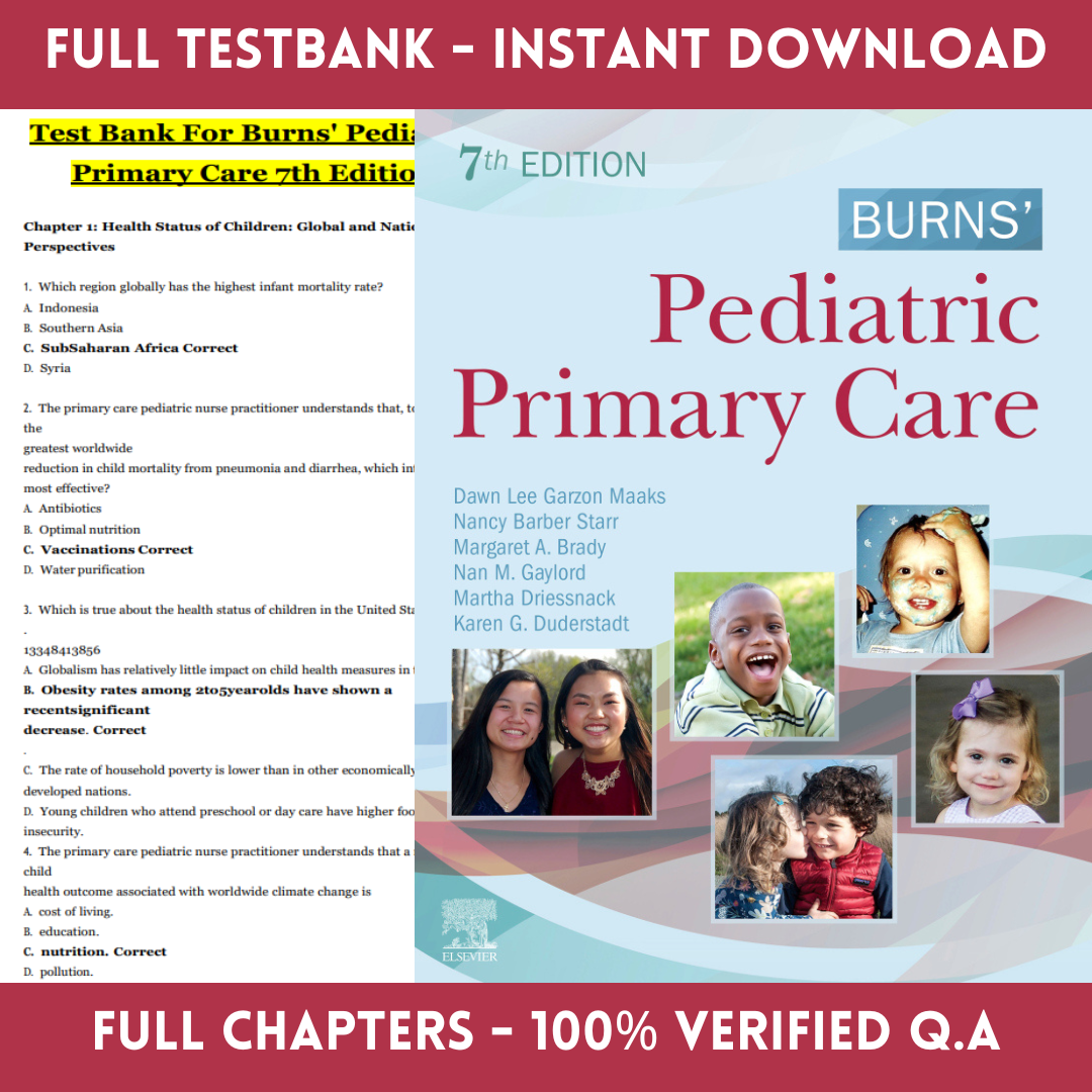 Test Bank For Burns' Pediatric Primary Care 7th Edition Dawn | Inspire ...