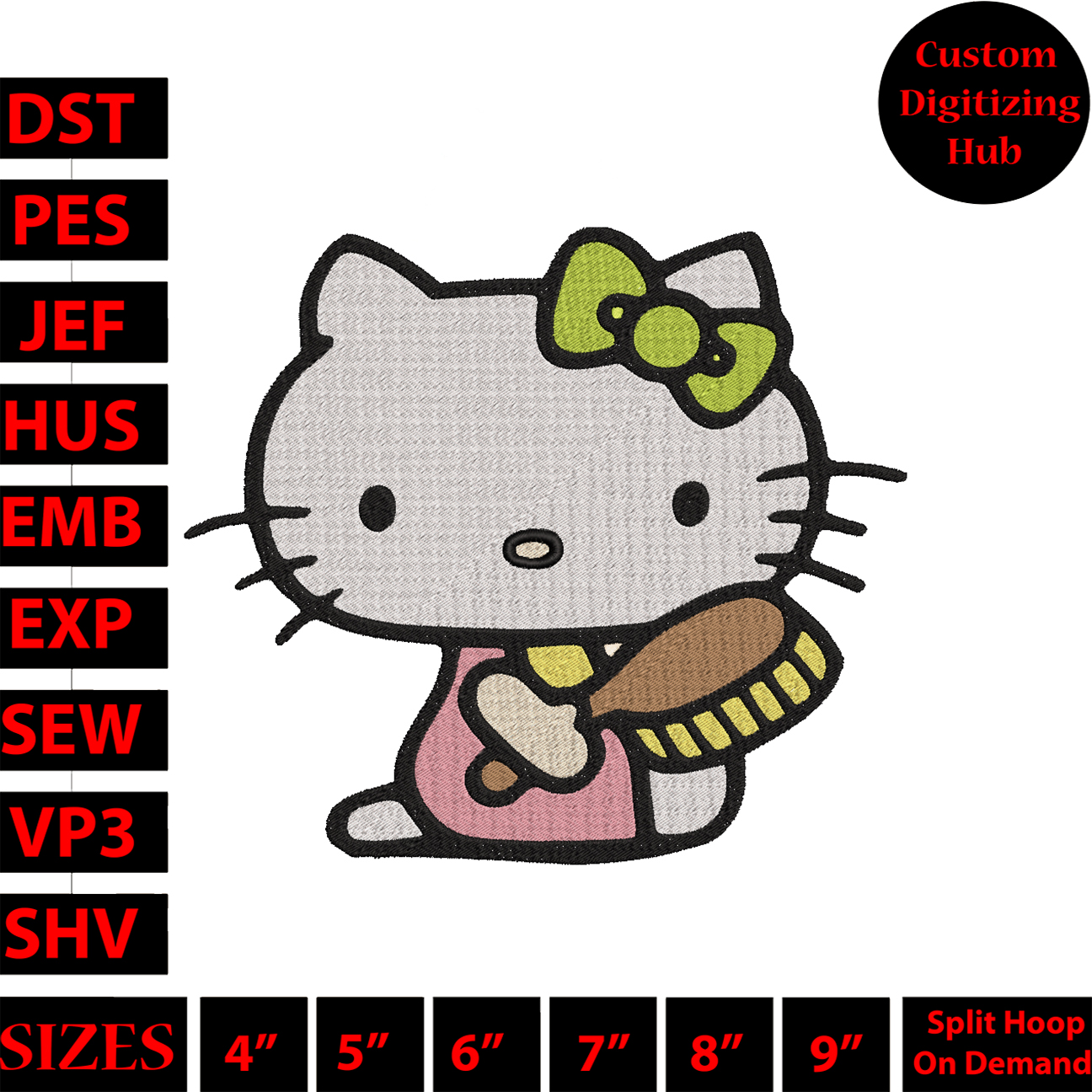 Hello Kitty Embroidery Design, Hello kitty Embroidery, Embro | Inspire ...