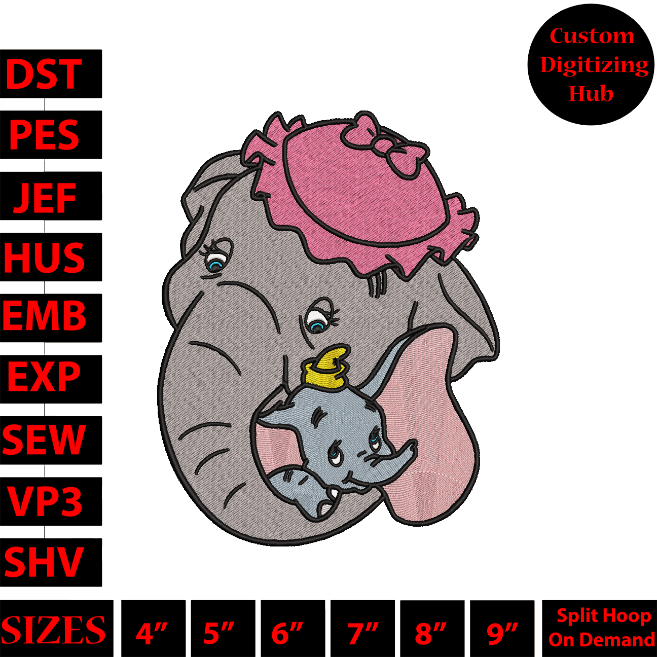 Dumbo Design Embroidery Design, Dumbo Embroidery, Embroidery - Inspire ...