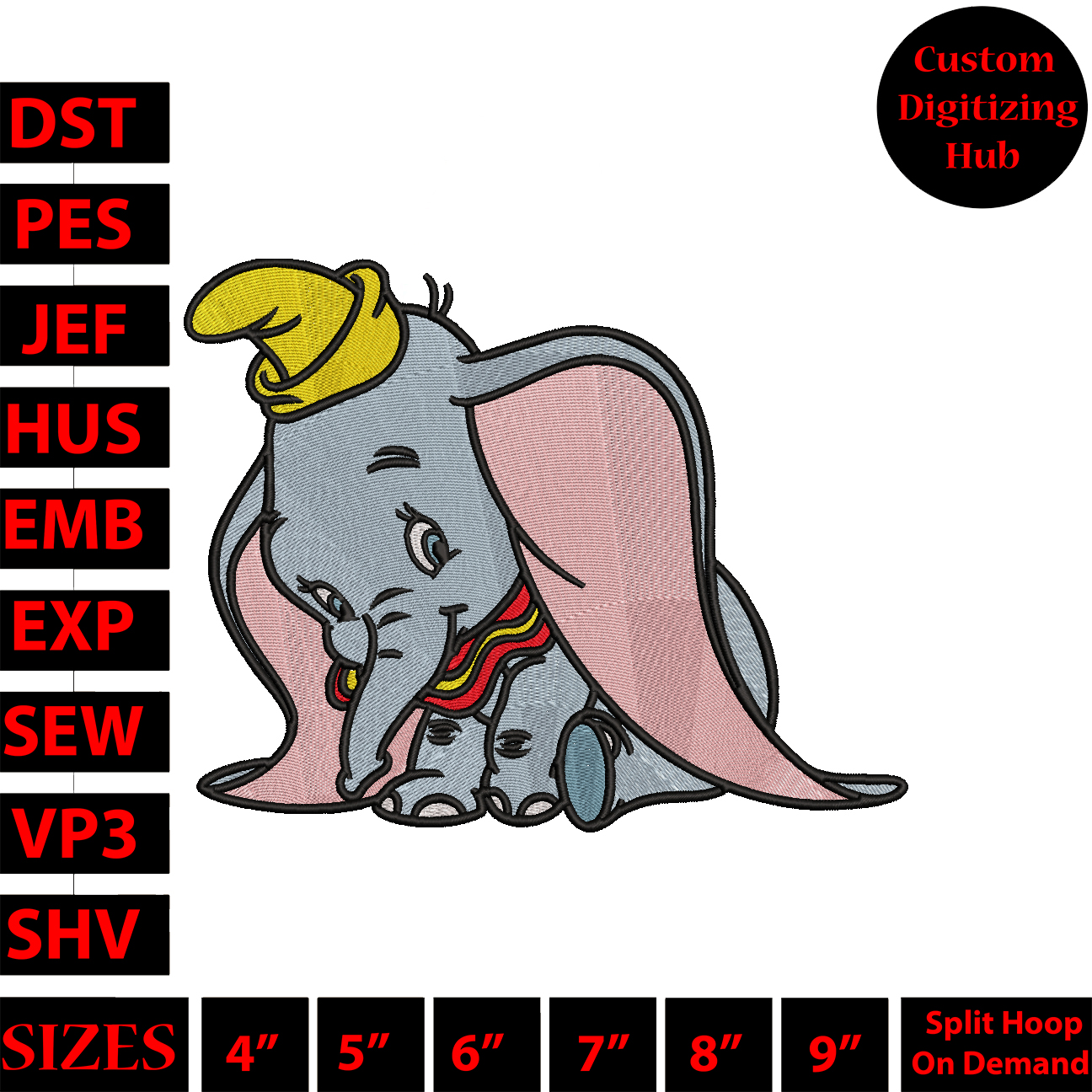 Dumbo Design Embroidery Design, Dumbo Embroidery, Embroidery - Inspire ...