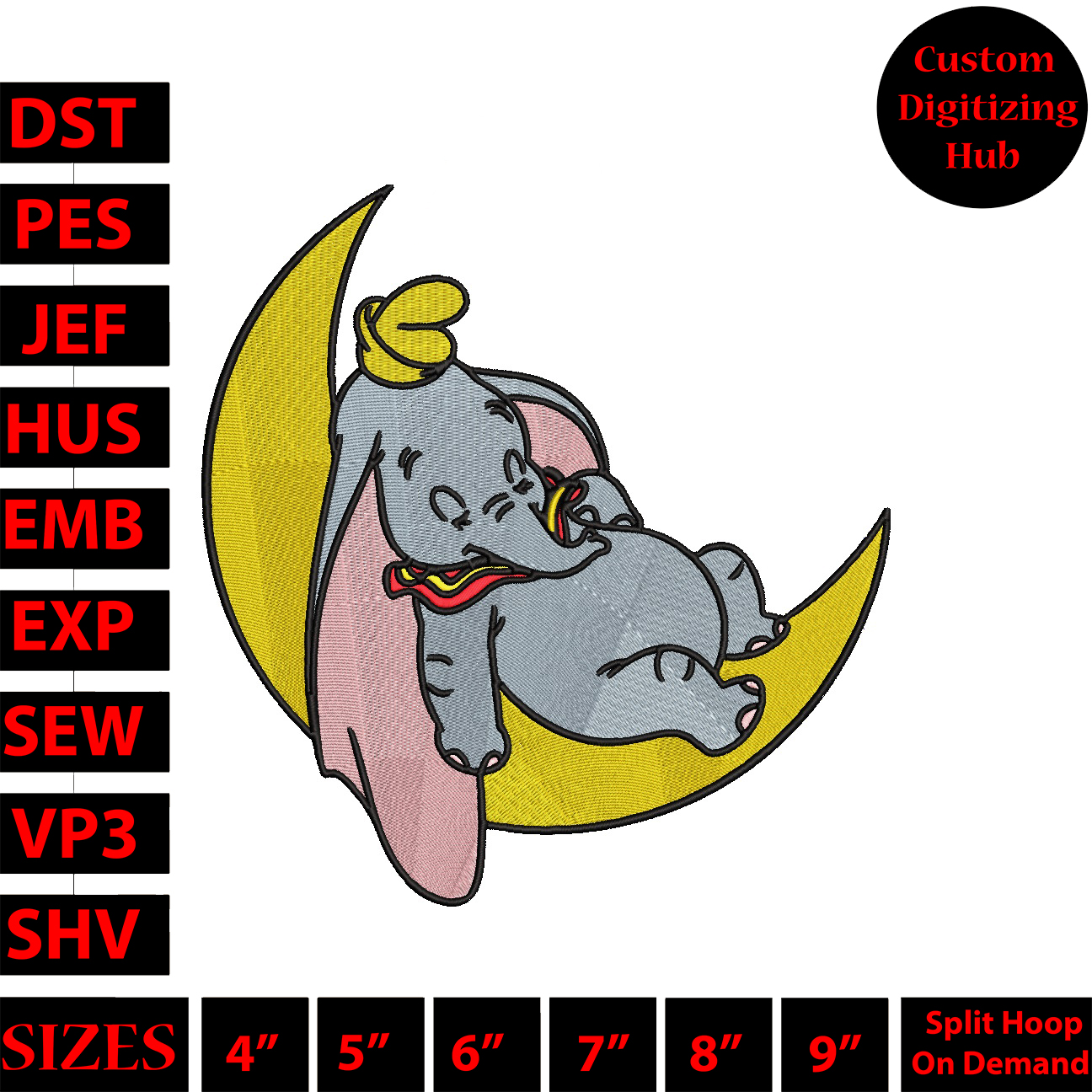 Dumbo Design Embroidery Design, Dumbo Embroidery, Embroidery | Inspire ...