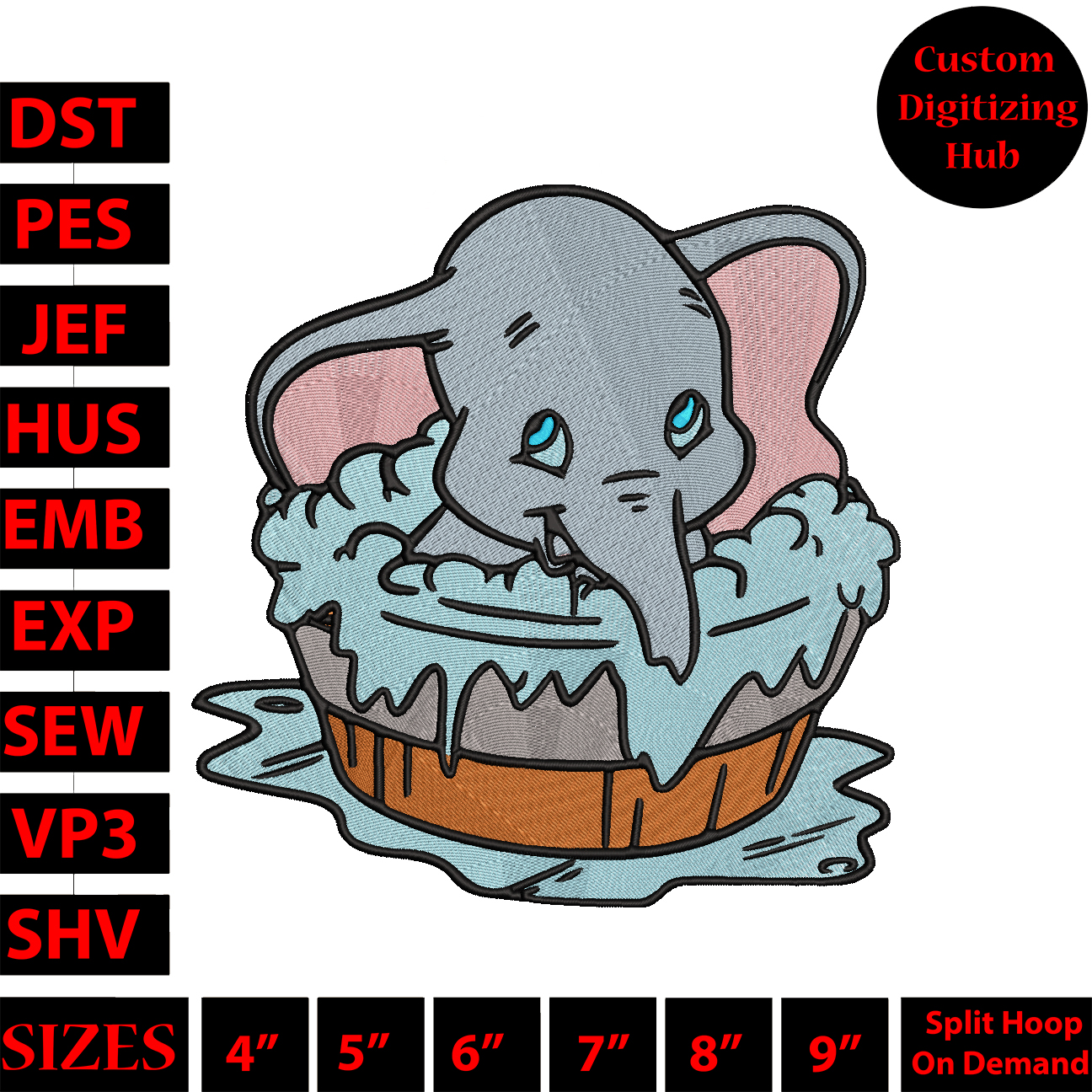 Dumbo Design Embroidery Design, Dumbo Embroidery, Embroidery - Inspire ...