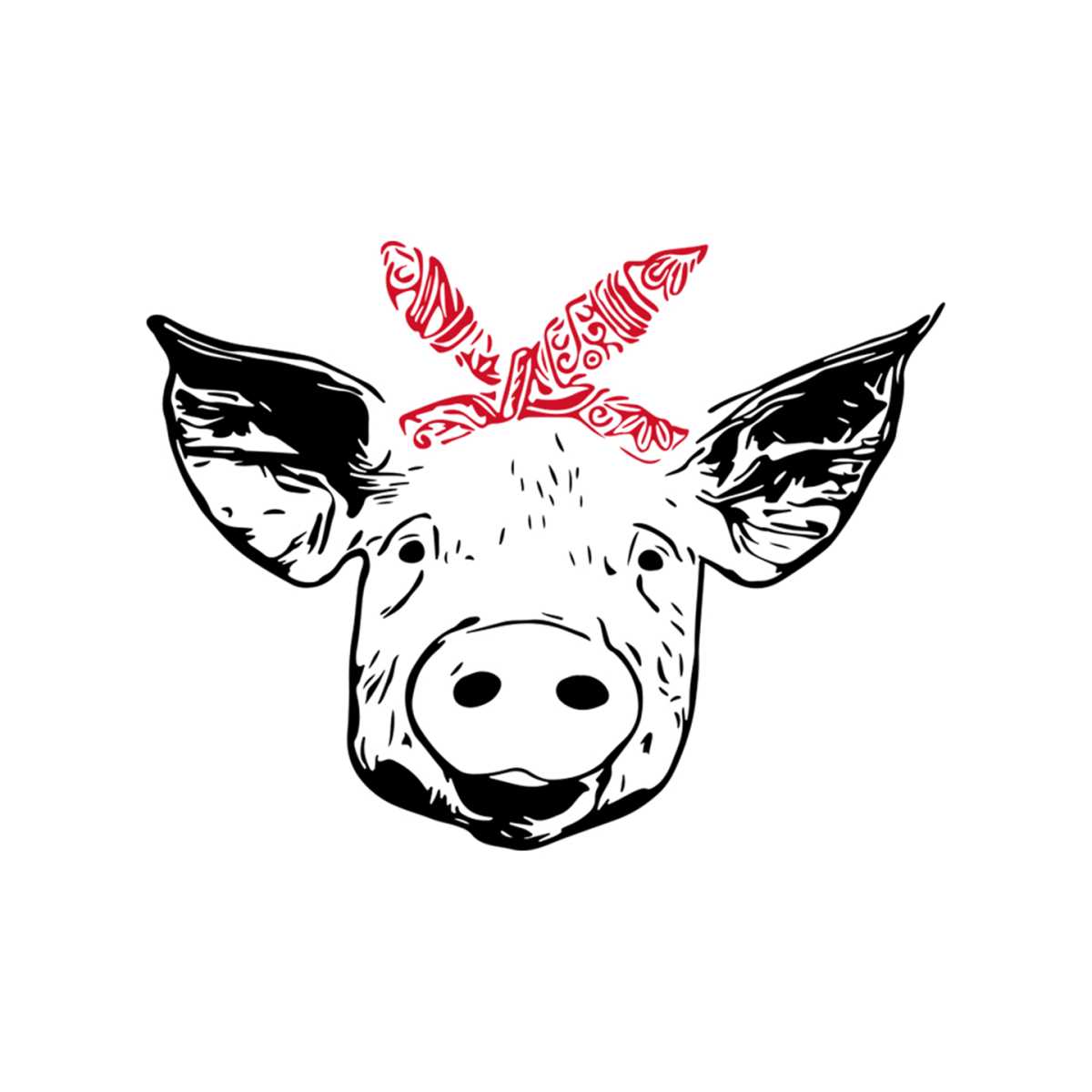 Pig Svg, Bandana Svg, Farm Animal, Piglet, Country, DXF PNG | Inspire ...