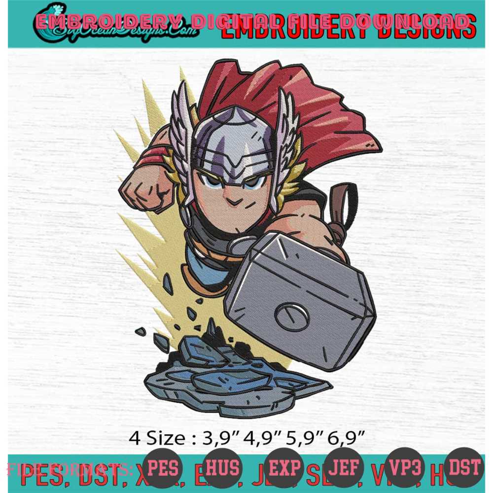 Thor Chibi Marvel Avengers Movies Machine Embroidery Digitiz - Inspire ...