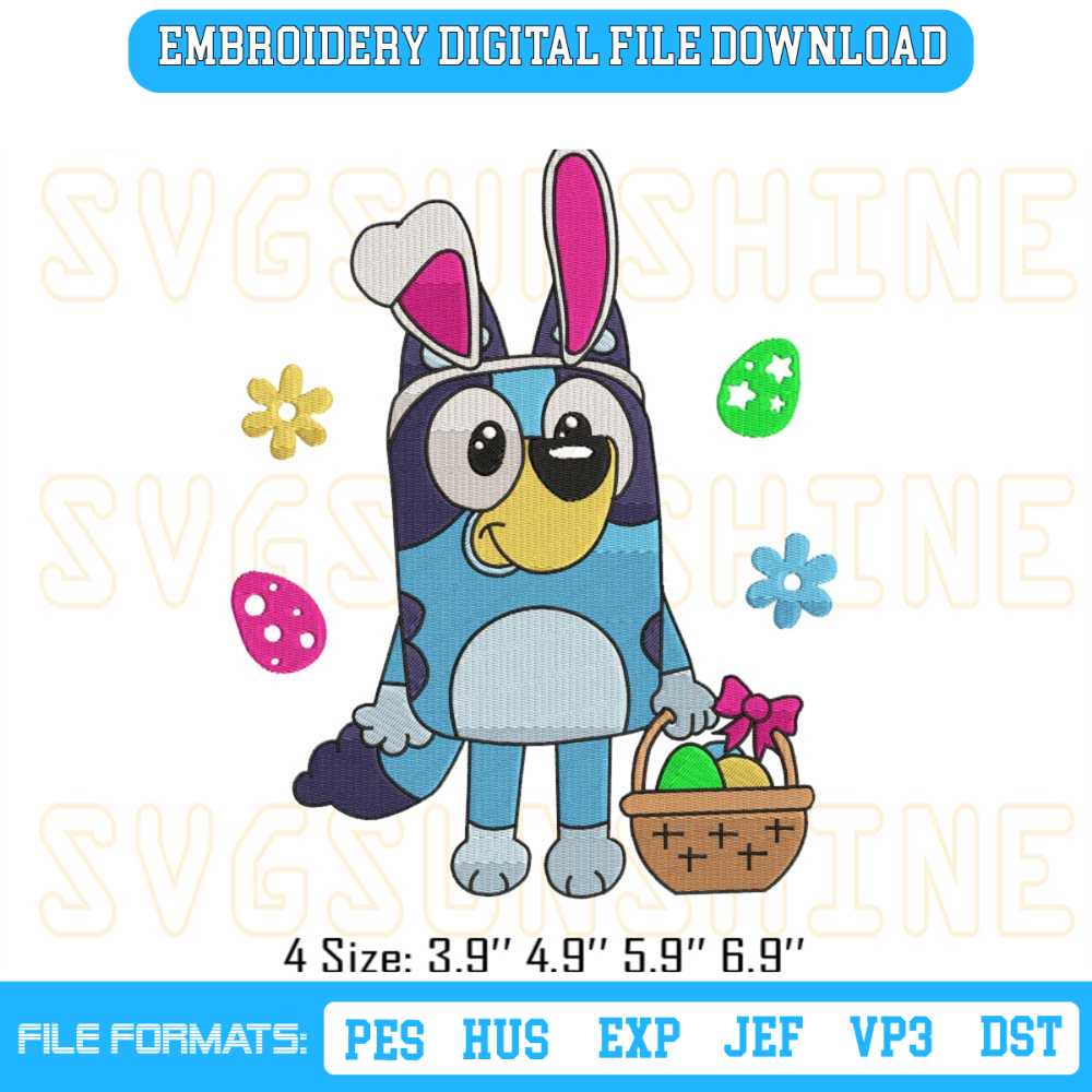 Bluey Easter Embroidery Designs, Bunny Bluey Happy Easter Eg - Inspire ...