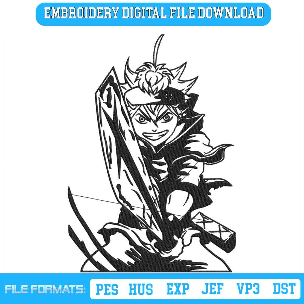 Asta Attack Embroidery Designs File, Black Clover Machine - Inspire Uplift