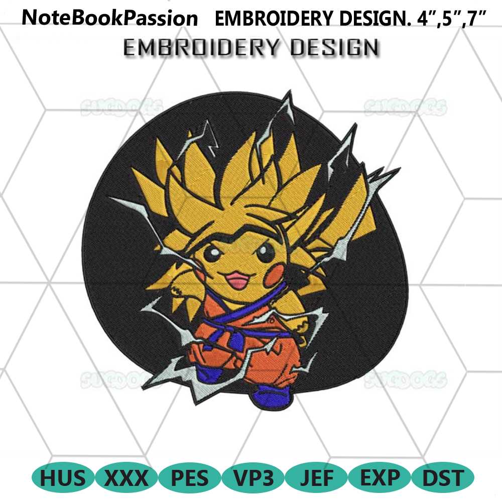 Pikachu Son Goku Embroidery Design File, Pikachu Dragon Ball - Inspire ...