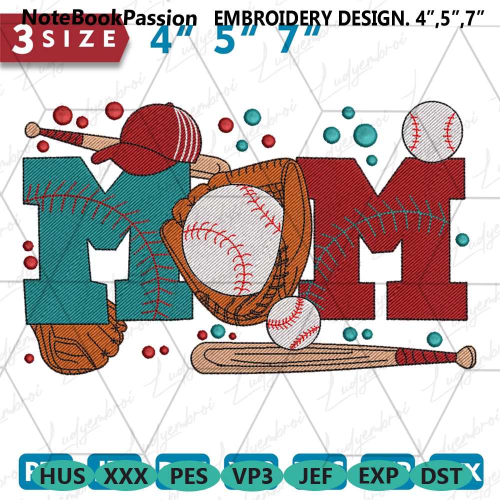 Baseball Mom Mother's Day Embroidery Design, Mother's Day Em | Inspire ...